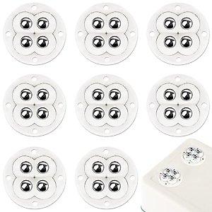 Mini Caster Wheels 8 Pcs, NOVWANG Appliance Rollers Stainless Steel Quadruple Bead Self Adhesive Caster Wheels Sturdy Sticky Swivel Pulleys Universal Wheels for Kitchen, Box, Small Appliance Slider