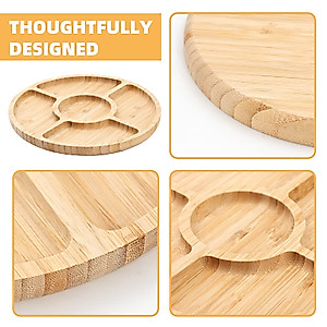 Round Cheese Board, Large Charcuterie Board 10 inch, Bamboo Cheese Serving Platter for Dinner, Party or Wedding, Fruit Tray for Daily Entertaining Guests