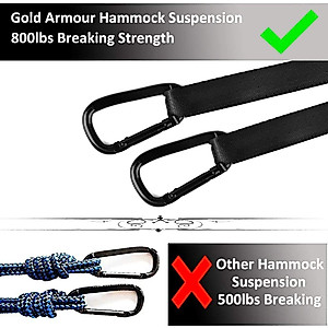 Gold Armour Camping Hammock - Portable Hammock Single Hammock Camping Accessories Gear for Outdoor Indoor Adult Kids, USA Based Brand (Orange & Black)