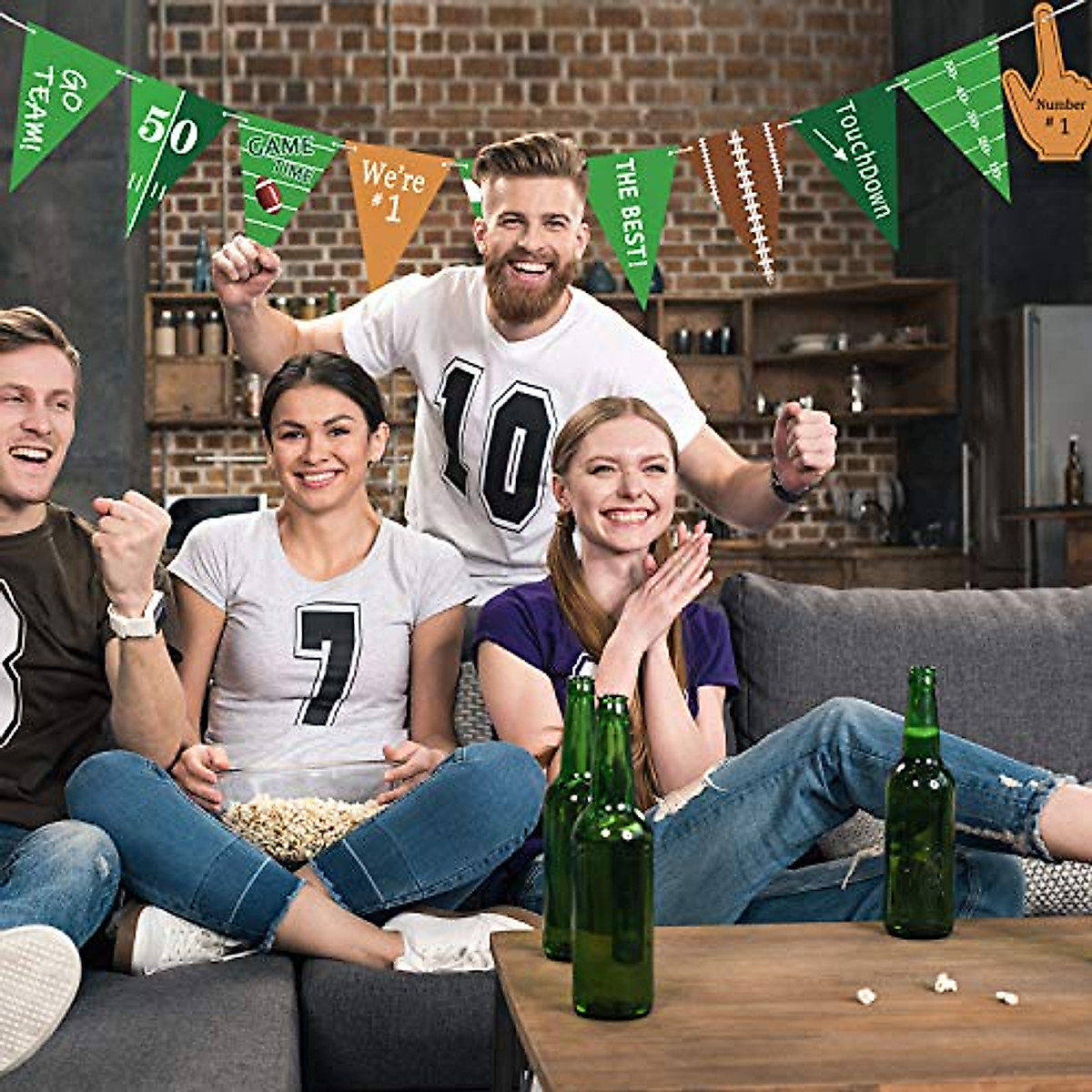 Sport Theme Football Flags Banners Decoration American Football Flags Banner Football Party Sign Decorations for Happy Birthday Party Pennant Banner for Olympics, Bar, Sports Clubs, 7.87 x 5.5 Inch