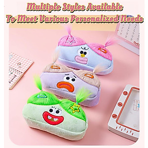 XZR Cute DIY Pen Bag Case Box Stocking Stuffers Cute Creative Long Hair Doll Colorful Cartoon Large Capacity Zipper Organizer Storage Bag Box Nice Gift (Blue)