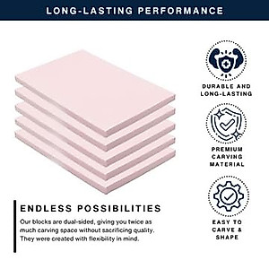 Rubber Block Stamp Carving Blocks Stamp Making Kit with Cutter Tools 5-Pack Carving Rubber Stamps for Printmaking, Printing and More Crafts