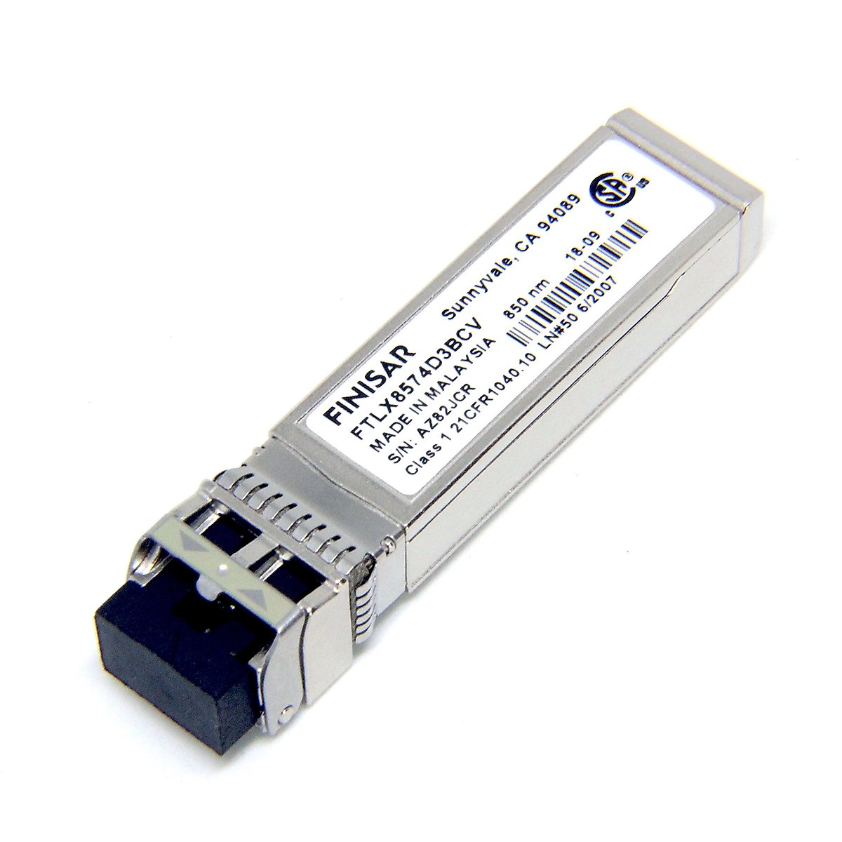 Finisar SFP+ Module - For Optical Network, Data Networking - 1 LC Duplex 10GBase-SR/SW Network - Optical Fiber Multi-mode - 10 Gigabit Ethernet, Gigabit Ethernet - 10GBase-SR/SW, 1000Base-SX - Hot-plu