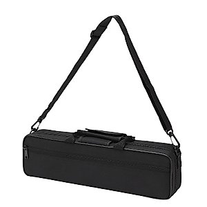 Flute Carry Case with Adjustable Strap and Handle - Padded Instrument Case for 16-Hole Flute - Exterior Pocket (Black)