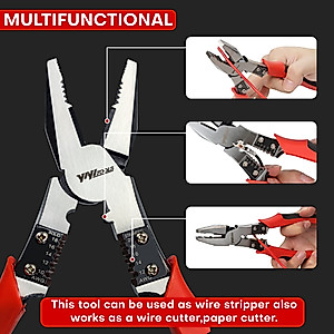 YIYITOOLS Lineman's Pliers, Combination Pliers with Wire Stripper/Crimper/Cutter Function, Heavy Duty Side Cutting High-Leverage Plier, 8-1/2 inch (HX-1-002)