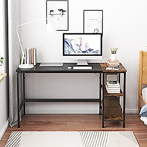 SogesHome 55inches Home Office Desk Computer PC Desk with Industrial 3-Tier Storage Shelves, Working Gaming Desk Study Desk Workstation Writing Table for Bedroom Living Room, School, Apartment