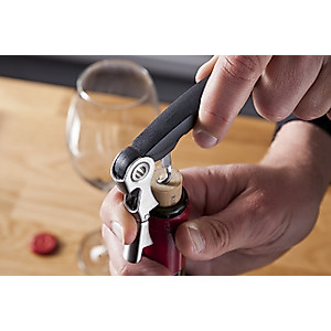 Vacu Vin Double Hinged Corkscrew - 3-in-1 Wine Opener with Foil Cutter and Bottle Opener - Effortlessly Open Wine Bottles and More - Professional Grade Corkscrew