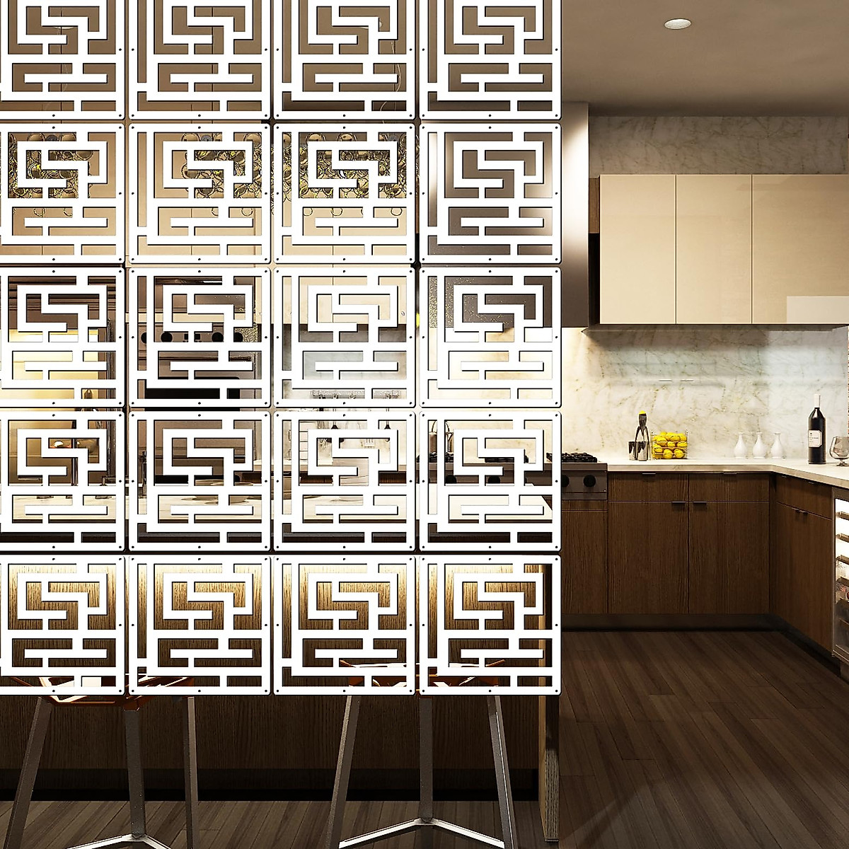 Lchen Hanging Room Divider Panel,10 Pieces Hanging Wall Divider Room Partition Wood-Plastic Thick Hanging Panel Screen Home Office Decoration(ML-S-10Panels)