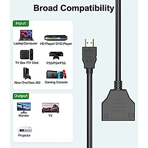 PANPEO HDMI Splitter for Dual Monitors, HDMI Cable 1080P Male to Dual HDMI Female 1 to 2 Channels HDMI Splitter Adapter for HDMI HD, LED, LCD, TV,Two The Same TVs at The Same Time