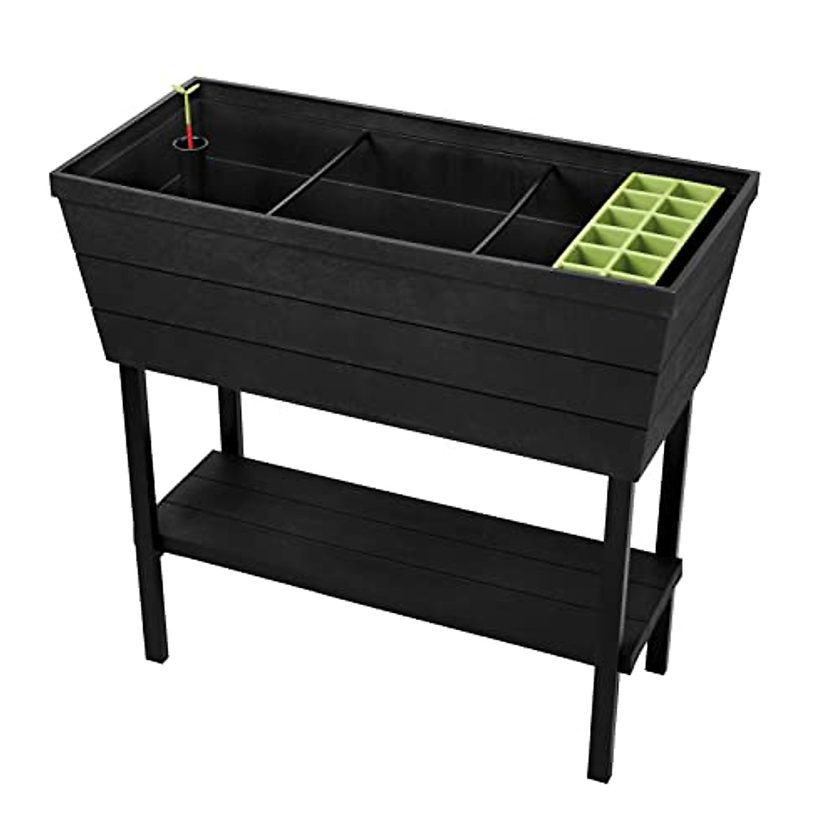 Keter Urban Bloomer 12.7 Gallon Raised Garden Bed with Self Watering Planter Box and Drainage Plug, Dark Grey