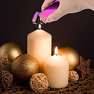 LcFun Electric Lighter Plasma Dual Arc Lighter, Windproof USB Rechargeable Lighter, Flameless Cool Lighters with LED Battery Indication for Candles, Incense Stick, Outdoor Camping (Magic)