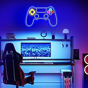 Kavaas Gamer Neon Sign, Game Controller Neon Sign for Gamer Room Decor - Gaming Neon Sign for Teen Boy Room Decor, LED Game Neon Sign Gaming Wall Decor - Best Gamer Gifts for Boys, Kids