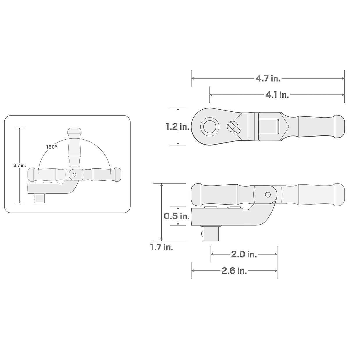 TEKTON 3/8 Inch Drive Folding Quick-Release Ratchet | SRH35104