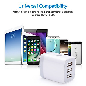 Fast Charging Block, HOOTEK USB Plug Wall Charging Adapters 3.1A Multiple Wall Charger Box Cube Brick for iPhone 15 14 13 12 11 Pro Max XS XR X 8 Plus, Samsung Galaxy S24 A53 S23 S22 S21 S20, LG, Moto