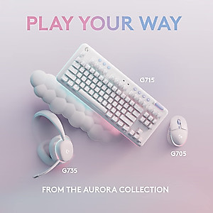 Logitech G715 Wireless Mechanical Gaming Keyboard with LIGHTSYNC RGB, LIGHTSPEED, Tactile Switches (GX Brown), and Keyboard Palm Rest, PC/Mac Compatible - White Mist