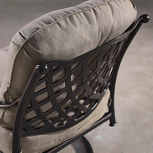 Oakland Living Aluminum Outdoor Swivel Club Finish with Thick Tan Polyester Cushions (Set of 2) Deep Seating Rocking Chairs, Antique Copper