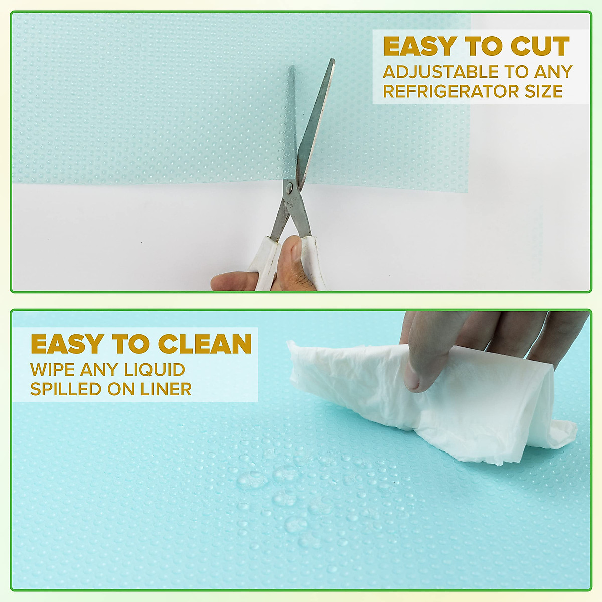 VITCHAL 9 Pcs-17.5''x11.5'' Refrigerator Liners, Drawer Table Mats, Washable Mats Covers Pads, Organization for Top Freezer Glass Shelf Wire Shelving Cupboard Cabinet Drawers [3 Blue+3 Green+3 Pink]