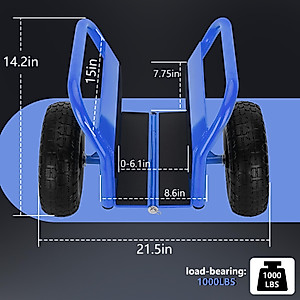 Heavy Duty Panel Dolly, All-Terrain Slab Dolly with 1000 LB Weight Capacity,10" Solid Rubber Tires and Two Handles - Ideal for Moving Heavy Drywall Sheets and Doors (Blue)