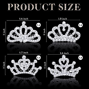16 Pcs Princess Tiara Comb Small Crystal Rhinestone Crown Hair Comb for Women Girl Wedding Birthday Party Supply (Retro Style)