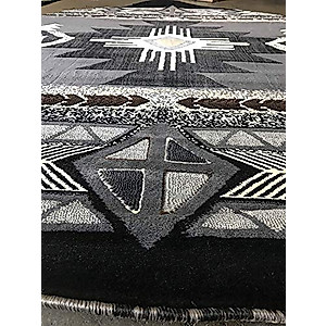 Champion Rugs Southwestern Navajo Aztec Native American Geometric Area Rug Gray (5 Feet X 7 Feet Oval)