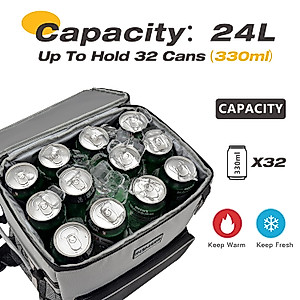 INSMEER Cooler Backpack, 32Cans/24L Large Backpack Cooler, Collapsible Soft Cooler Bag with Leakproof and Water-Resistant- Ideal for Beach, Travel, Picnic, Hiking, and Grocery Shopping