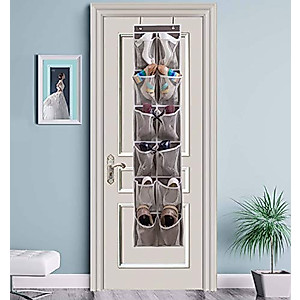 MISSLO Heavy Duty Organizer for Narrow Door with 12 Mesh Pockets (Brown)