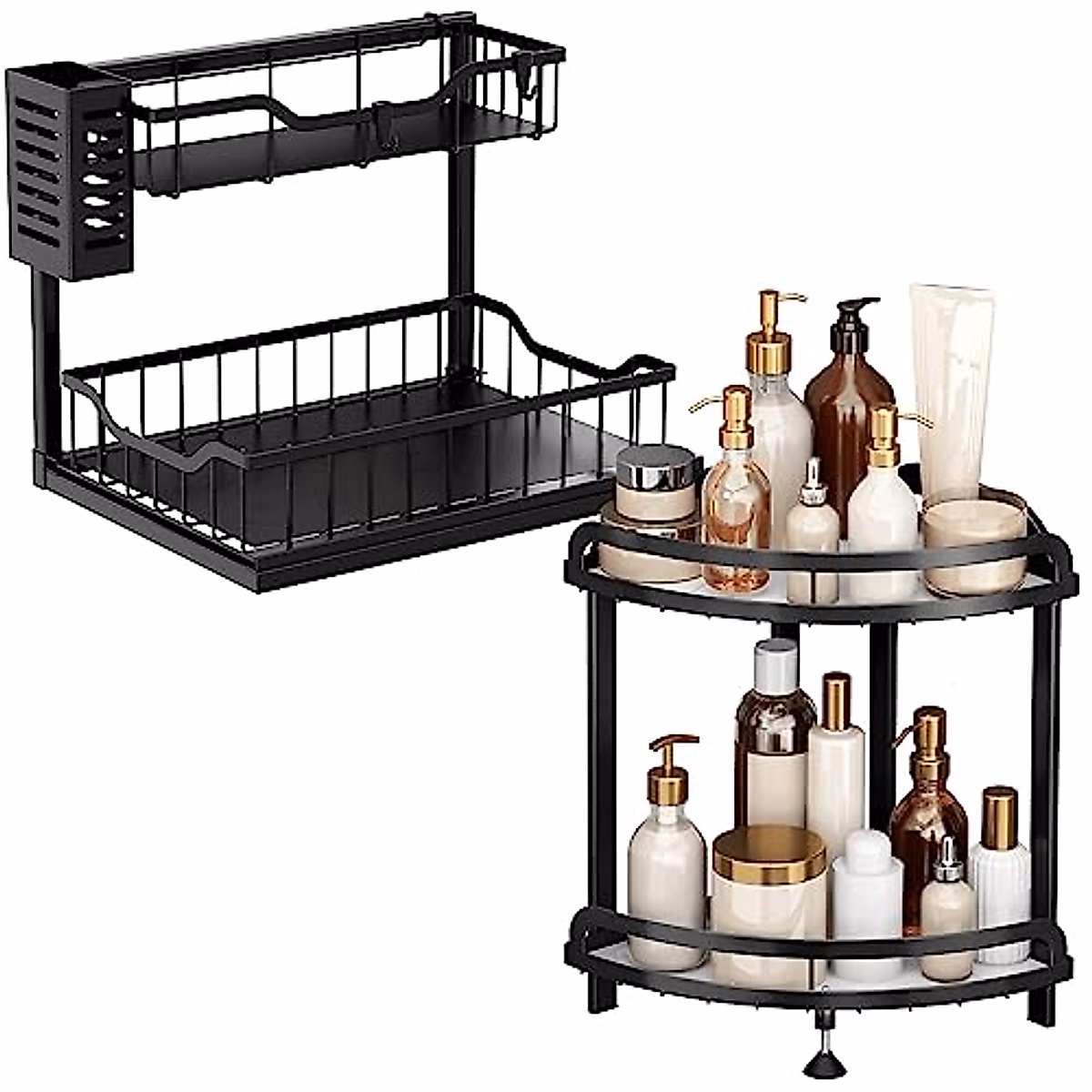 YIWANFW Under Sink Organizer and Storage, Corner Shelf Bathroom Counter Organizer, 2 Pack