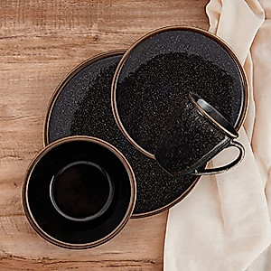 Mikasa Barrett 16 Piece Dinnerware Set, Service For 4, Black