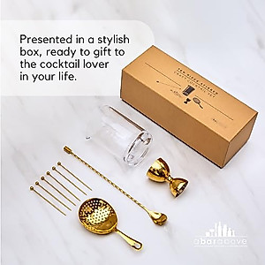 A Bar Above 10-Piece Premium Stir Gift Set - Cocktail Mixing Glass Gifts Set - Stirred Home Bar Kit Great for Martinis, Old Fashioned, Manhattans, & More - Perfect Valentines Day Gifts for Him & Her