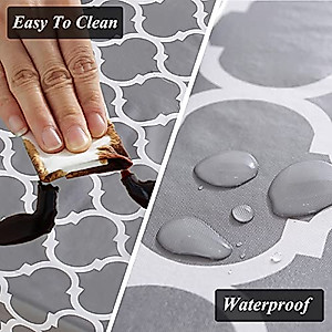 Vinyl Tablecloth Rectangle with Flannel Backing, 100% Waterproof & Oil Proof Plastic Tablecloth, Heavy Duty Table Cover for Dining Table, Indoor & Outdoor Use(Rectangle, 52" x 70" (4-6 Seats), gray)