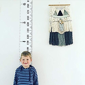 MinoMia Kids Growth Chart, Wood Frame Fabric Canvas Height Measurement Ruler from Baby to Adult for Child's Room Decoration 7.9 x 79in (7.9 x 79in, White & Black)