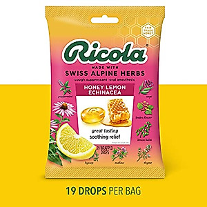 Ricola HoneyLemon with Echinacea Cough Suppressant Throat Drops, 19 Count (Pack of 1)
