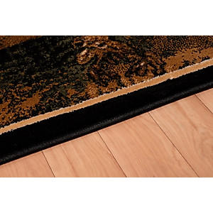 Great American Distributors Hearth Slice Fireplace Rug - Log Cabin Decor, Kitchen Carpet, Accent Rug, for Wood Floors, Fire Resistant Mat, Nature Scene, Deer 2'2" x 3'3" (Brown/Green)