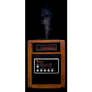 Dr Infrared Heater DR-998, 1500W, Space Heater with Humidifier, Oscillation Fan & Remote Control (Cherry)