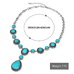 Suyi Long Pendant Turquoise Y Necklace for Women Bohemian Handmade Beaded Necklace jewelry Drop-shaped Turquoise1
