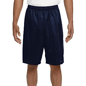 Hat and Beyond Mens Lightweight Basic Mesh Solid Basketball Jersey Workout Fitness Gym Shorts (Large, 1ihb01_Navy)