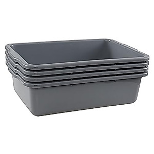 Drephia 4 Pack Commercial Utility Bus Boxes, 23 L Plastic Bus Tubs, Gray