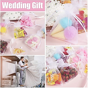 FOBGEL 50 Pcs White Organza Bags 3.5x4.7 (9x12cm), Drawstring Jewelry Gift Bag, Gift Bags Medium Size, For Party, Jewelry, Christmas, Lavender, Festival, Bathroom Soaps, Makeup, Organza Favor Bags