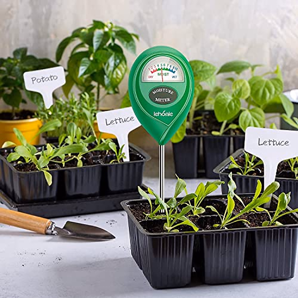 lehomle Soil Moisture Meter - Plant Water Meter - Moisture Meter for House Plants, Plant Care Tools-Green