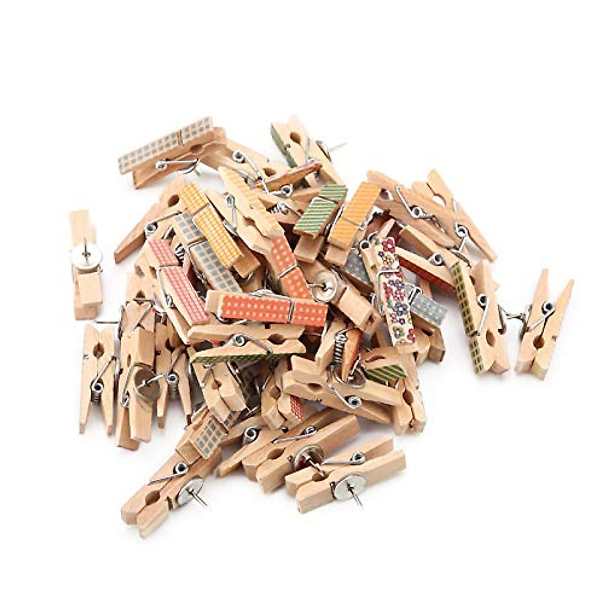 Oumefar 50pcs Wooden Clips Mini Size 35 * 7mm Natural Crude Wood Clips Craft Decoration Pegs for Photo Clips Clothes Clothespin