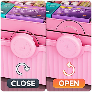 Yieach Plastic Sewing Box Organizer With Handle- Portable Multi-Purpose Sewing Storage Organizer for Cabinet,Pink Medicine Container Storage and Tool Boxes or Accessory and Craft Carrying Case