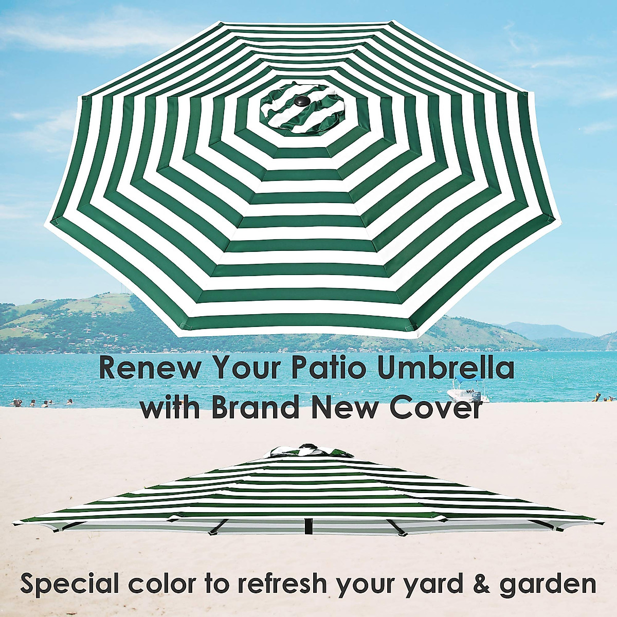 Yescom 10 Ft Patio Umbrella Replacement Canopy Market Table Top Sunshade Cover Beach