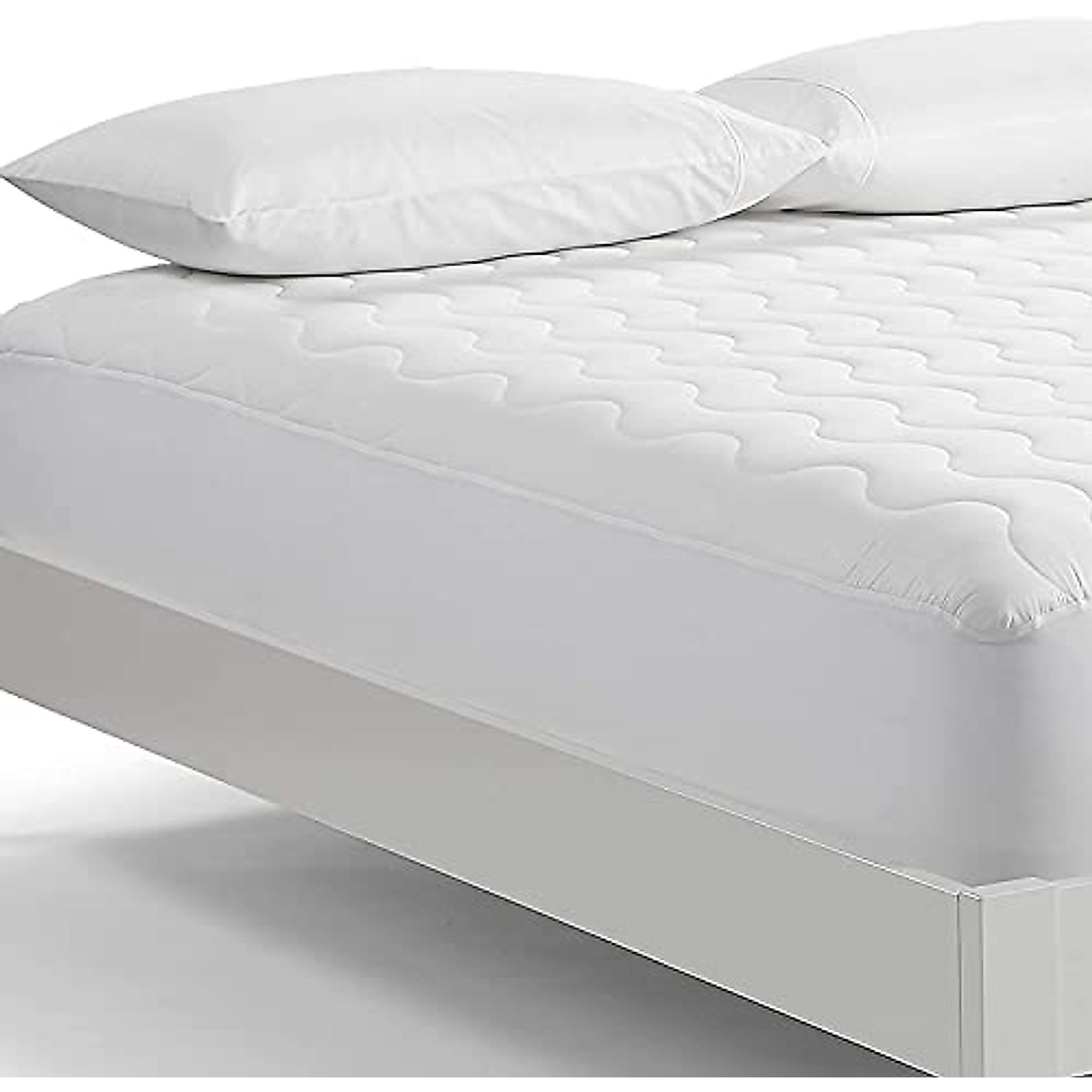 Serta Air Dry Basic Microfiber Fill Cooling Fitted Mattress Pad Cover, King, White