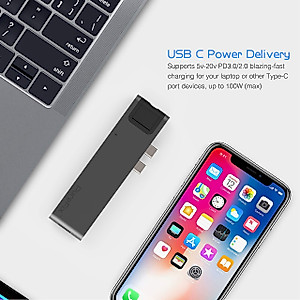PureFix USB C Hub Adapter, 7-in-2 Extension with Gigabit Ethernet, 4K HDMI, Type- C 100W PD & 40Gbps, 2 USB-A 3.0, SD & MicroSD/TF Card Reader for 2016-2020 MacBook Pro 13' 15' 16' & 2020 MacBook Air