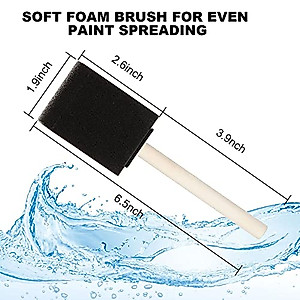 100 Pack 2 inch Foam Brush Sponge Wood Handle Paint Brush Foam Sponge Brush for Acrylics, Stains, Varnishes, Crafts