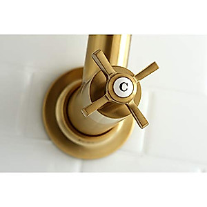 Kingston Brass KS8107ZX Wall Mount Pot Filler Kitchen Faucet, Brushed Brass, 13 x 5.06 x 8