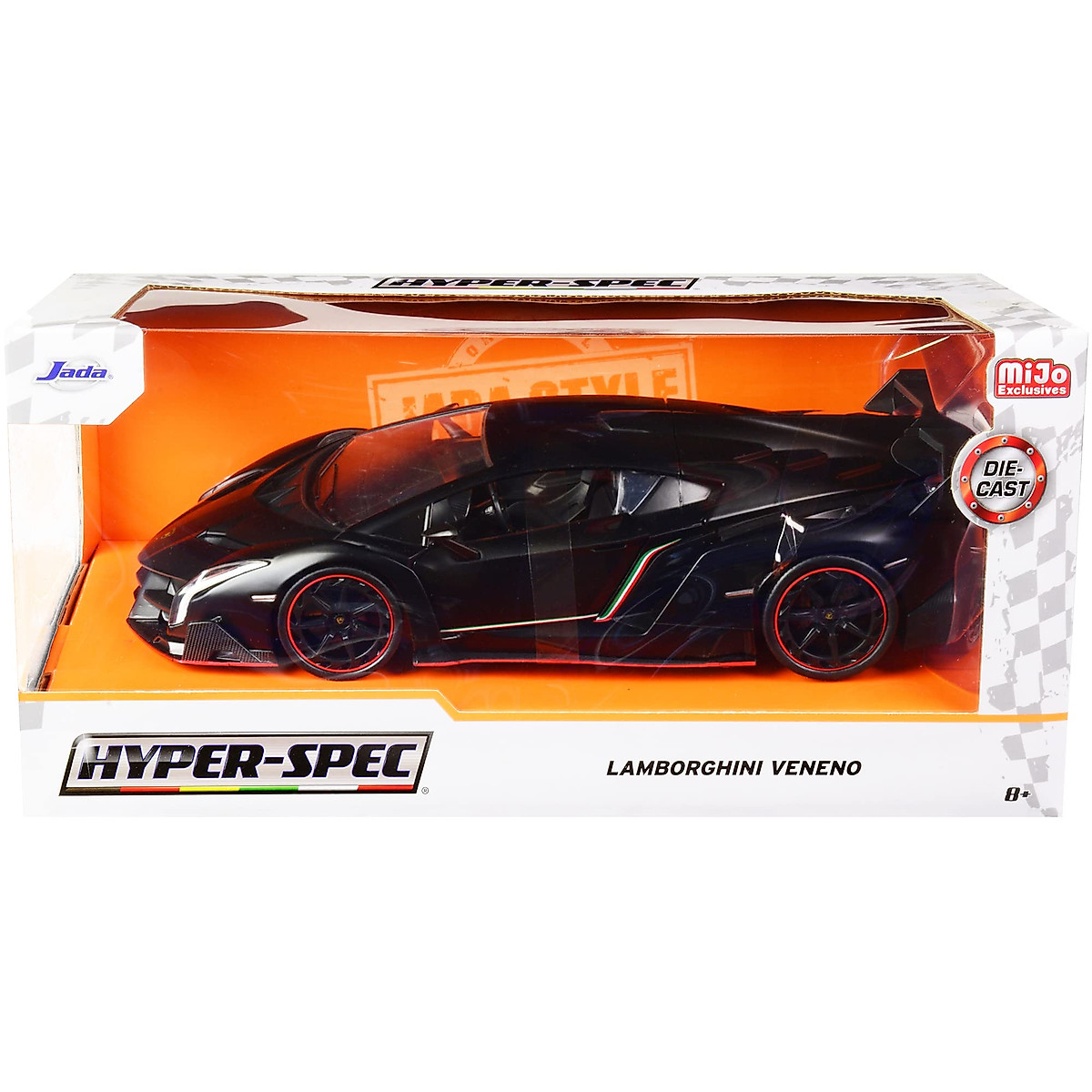 Lambo Veneno Matt Black Hyper-Spec Series 1/24 Diecast Model Car by Jada 33615