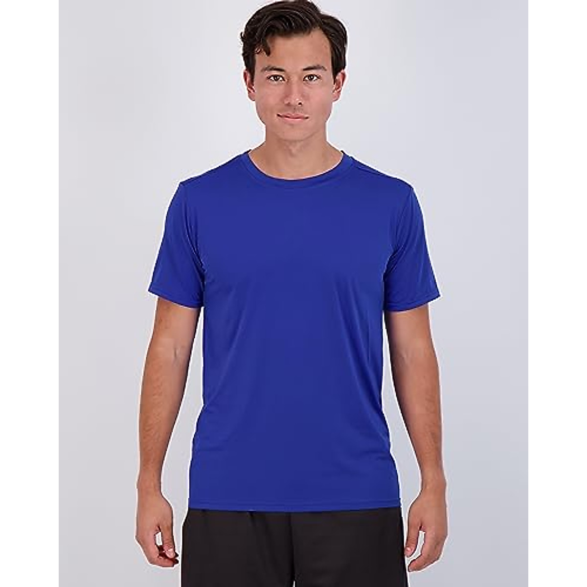 Real Essentials Mens Quick Dry Fit Dri-Fit Short Sleeve Active Wear Training Athletic Crew T-Shirt Gym Wicking Tee Workout Casual Sports Running Tennis Exercise Undershirt Top, Set 14, L, Pack of 5