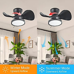 ocioc Quiet Ceiling Fan with LED Light 22 inch Large Air Volume Remote Control for Kitchen Bedroom Dining room Patio