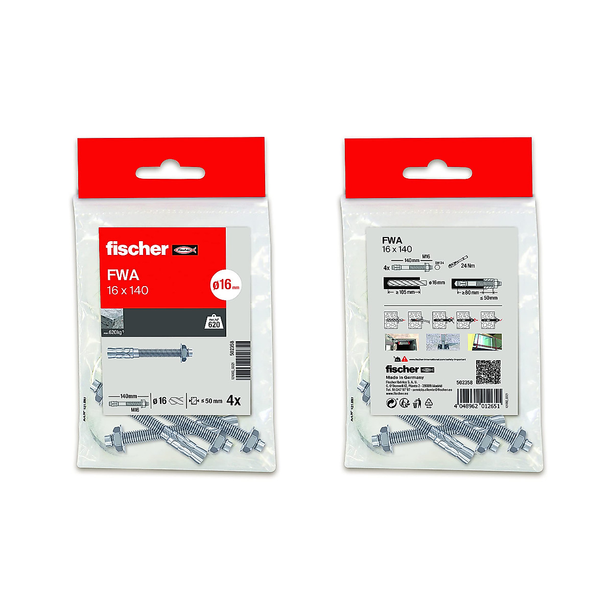 Fischer 502358 Bag Fwa, 16X140, Multicolor